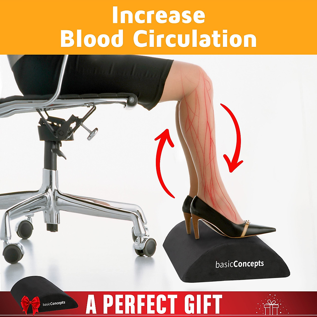 Foot Rest for Under Desk at Work (Soft but Firm), Ergonomic Office Desk Foot Rest 18" x 12", Under Desk Footrest with Washable Cover, Desk Foot Stool Work from Home Accessories