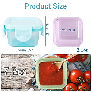 TPNB 7 Pcs Dressing Containers for Lunch Box,2.11oz Small Condiment Containers with Lids Leakproof Reusable Salad Dressing Container To Go for Adults Kids Lunch Box Picnic Travel, 60 ML