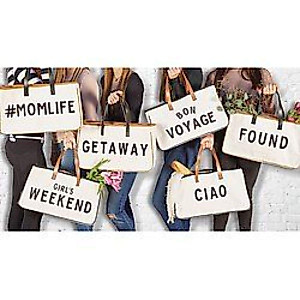 19" White Canvas Tote Bag with Ciao Design