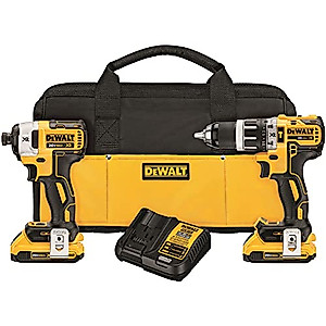 DEWALT 20V MAX XR Brushless Impact Driver and Hammer Drill Combo Kit , Compact 2.0Ah (DCK287D2)