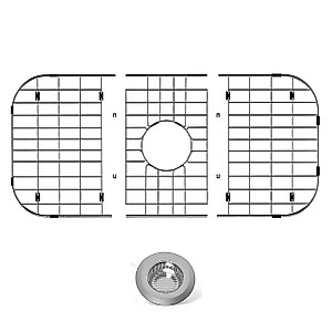 Sink Protectors for Kitchen Sink 26" x14", Stainless Steel Sink Protector with Center Drain Hole Sink Rack for Bottom of Sink with Sink Strainers (Separable, 26" x 14", Center Drain)