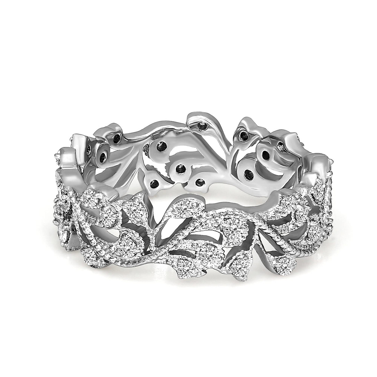 FRIENDLY DIAMONDS 3/8 Carat | 10K White Gold | IGI Certified Lab Grown Thorn of a Rose Diamond Band Ring |Brilliant-Cut Round Shape Diamond | GH-SI1 Quality