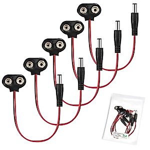 Chanzon UL Wires 9v Battery Connector Plug Arduino Battery Power Leather Clip with Center Positive 2.1mm x 5.5mm Male 5 Pack Jack T-Type for Arduino LED Strip