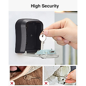 Puroma Key Lock Box Combination Lockbox Wall-Mounted Key Storage Box for House Keys, Resettable Code Safe Security Lock Box for Home, Office, Garage, Apartment Spare Key Storage (1 Pack, Grey)