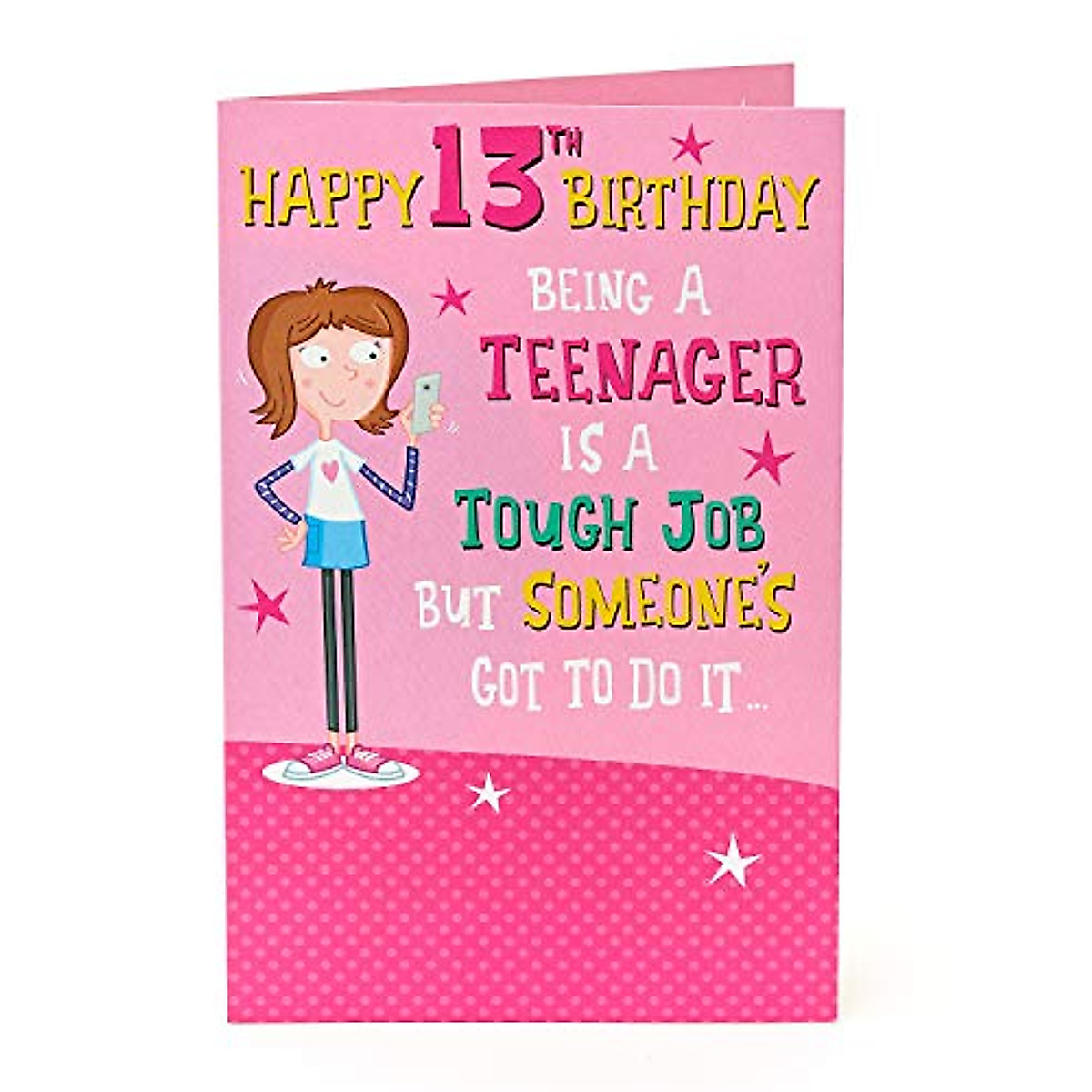 UK Greetings 13th Birthday Card - Birthday Card 13 Year Old Girl - Teenager Birthday Card, pink|yellow|peach|beige