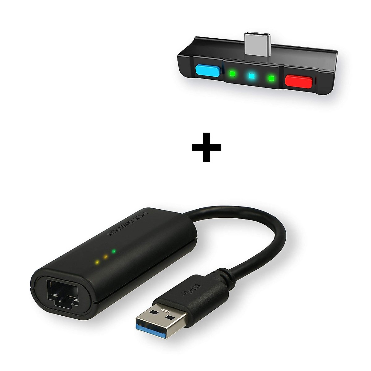 HomeSpot Bundle Bluetooth Audio Transmitter Adapter with Built-in Digital Mic aptX Low Latency with Network Adapter USB 3.0 to Ethernet RJ45 Gigabit LAN for 10/100/1000 Mbps for Nintendo Switch