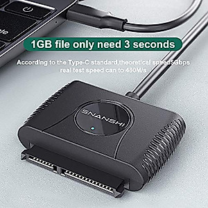 SATA to USB C Adapter, SNANSHI USB C to SATA 3.5Inch USB Type C to SATA Adapter Converter with UASP SATA to USB Converter for 2.5" 3.5” Hard Drives Disk HDD, with 12V Power Adapter