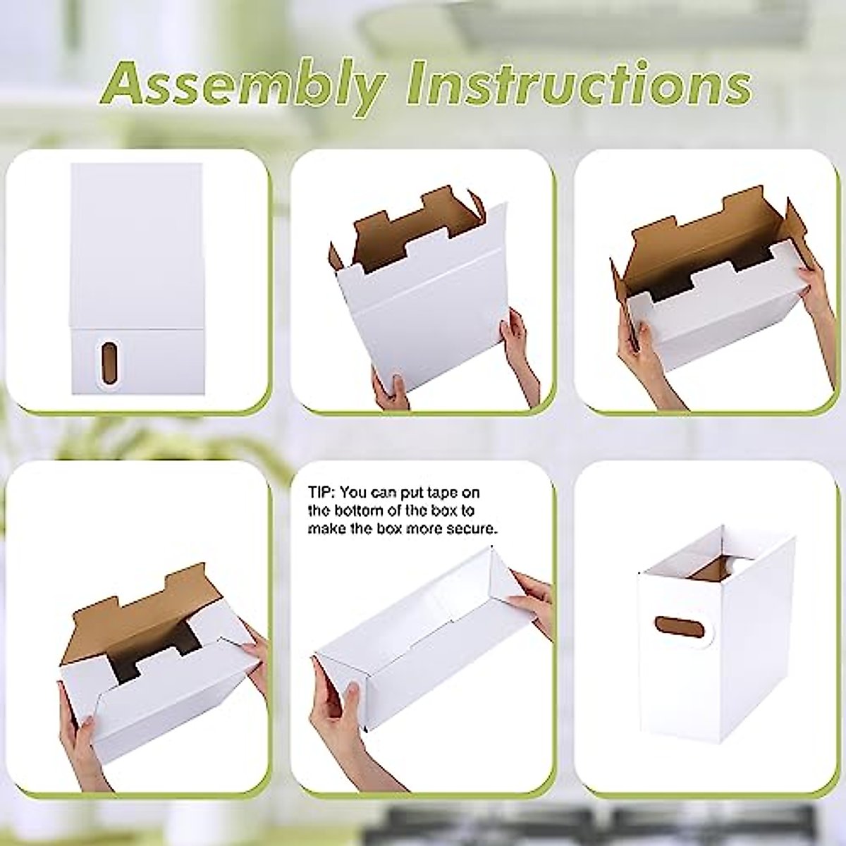 EOOUT 3 Pack Hanging File Folder Organizer, Hanging File Box for Letter Size Cardboard File Folder Boxes Storage with Handles for Office Home School, White
