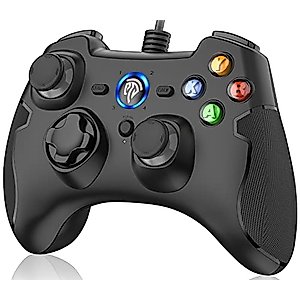 EasySMX Wired Gaming Controller,PC Game Controller Joystick with Dual-Vibration Turbo and Trigger Buttons for Windows PC/ PS3/ Android TV Box/Tesla(Black)