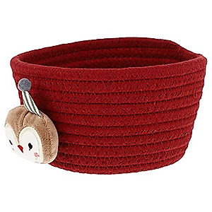 Toddmomy Collapsible Laundry Baskets Small Cotton Rope Woven Storage Basket Decorative Hamper Toilet Paper Basket with Penguin Doll Nursery Bin Laundry Baskets for Room Blankets Book Toy Organizer