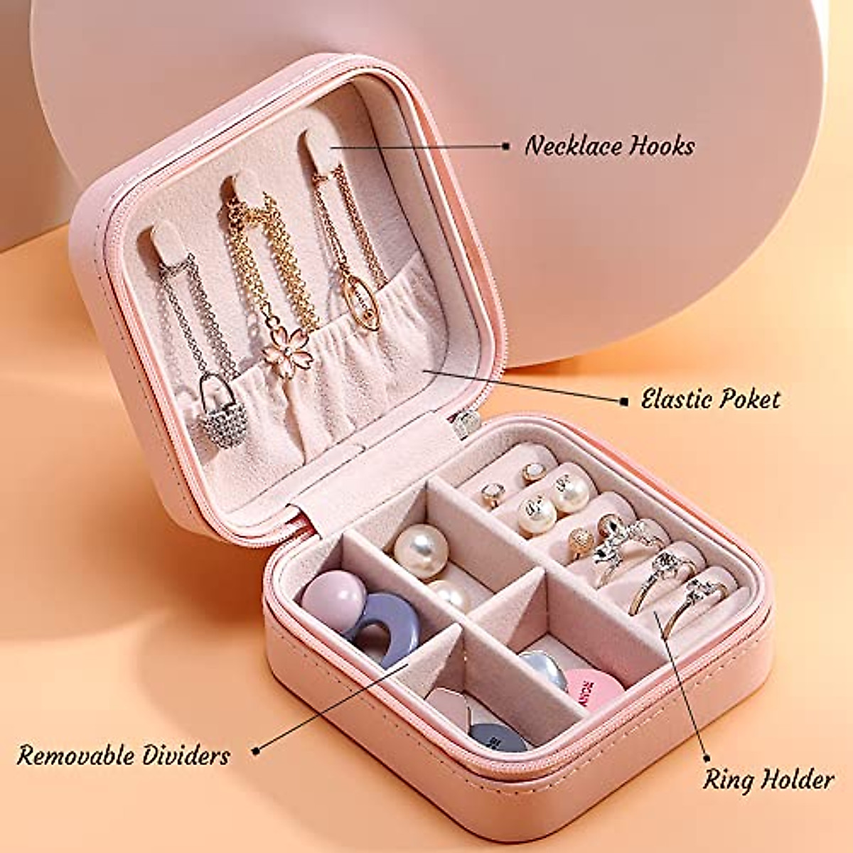 Disc Us Custom Leather Jewelry Box, Personalized Jewelry Travel Case, Customized Jewelry Organizer Box with Name and Birth Flower Month, Mom Birthday Gifts for Women (Birth Flower-2)