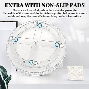 Lazy Susan Organizer with Handle, 11 Inch Lazy Susan Turntable for Bathroom Dresser, Round Spinning Organizer for Makeup Perfume Spices Counter (9" Clear White)