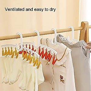 LiebeWH Plastic Sock Clips Drying Rack Portable Clothes Drying Hanger Windproof Straight Rod for Camping and Holiday (White and Green)