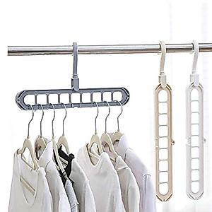 Magic Space Saving Closet Hanger Foldable Non Slip Clothes Hangers 360 Degrees Rotation (Pack of 4) (Beige)