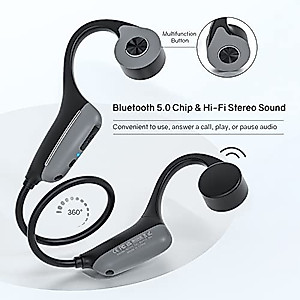 ELIBOM Bone Conduction Headphones, Waterproof Open-Ear Headphones, 9+Hours Music & Call, Wireless Bluetooth Earphones with mic, 25g Sports Headset, Arm Bag Included