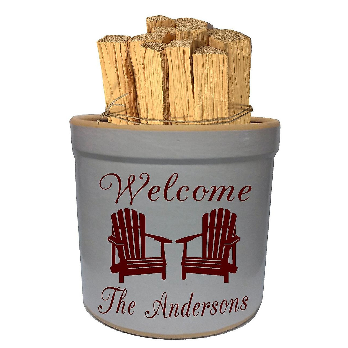 3 Gallon Personalized Stoneware Crock - Adirondack Welcome