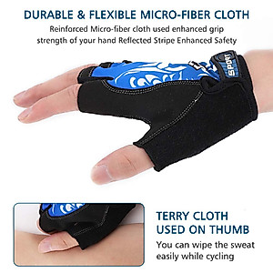 Accmor Cycling Gloves, Men Women, Half Finger, Blue, Breathable, Shock-Absorbing, Anti-Slip, Adjustable, Unisex-Adult, Road Bicycle, Mountain Bike, Motorcycle Gloves