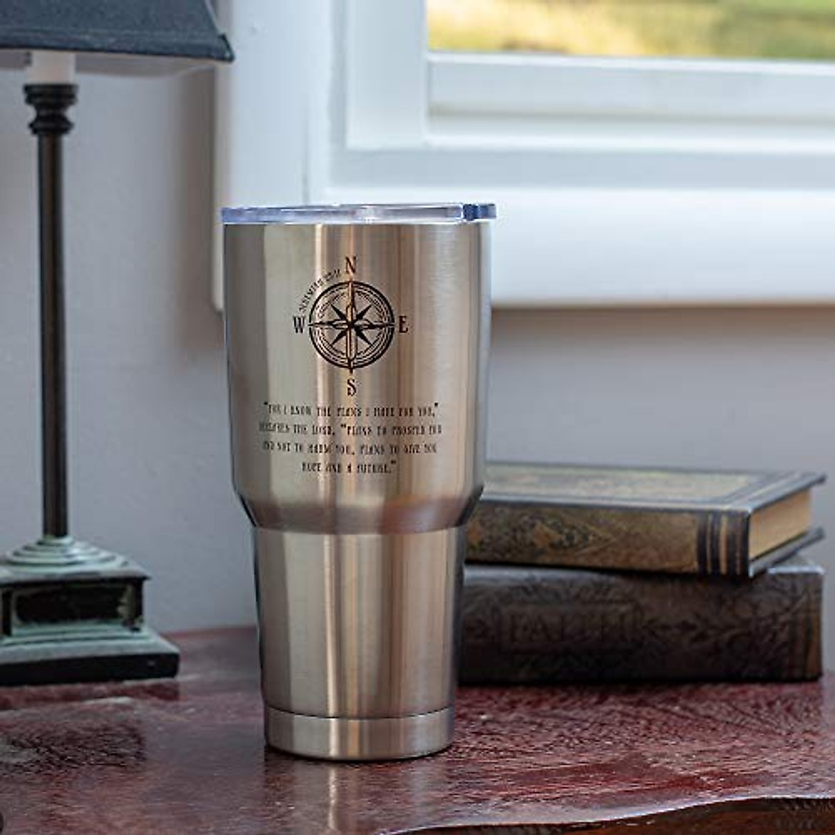 Life About Journey Compass 30 Ounce Stainless Steel Travel Coffee Mug With Lid