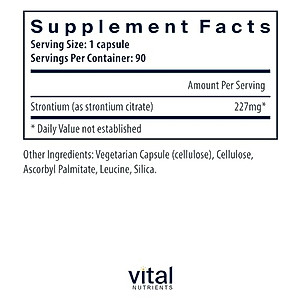 Vital Nutrients Strontium Citrate | Vegan Supplement | Supports Healthy Teeth and Bones* | Gluten, Dairy and Soy Free | Non-GMO | 90 Capsules