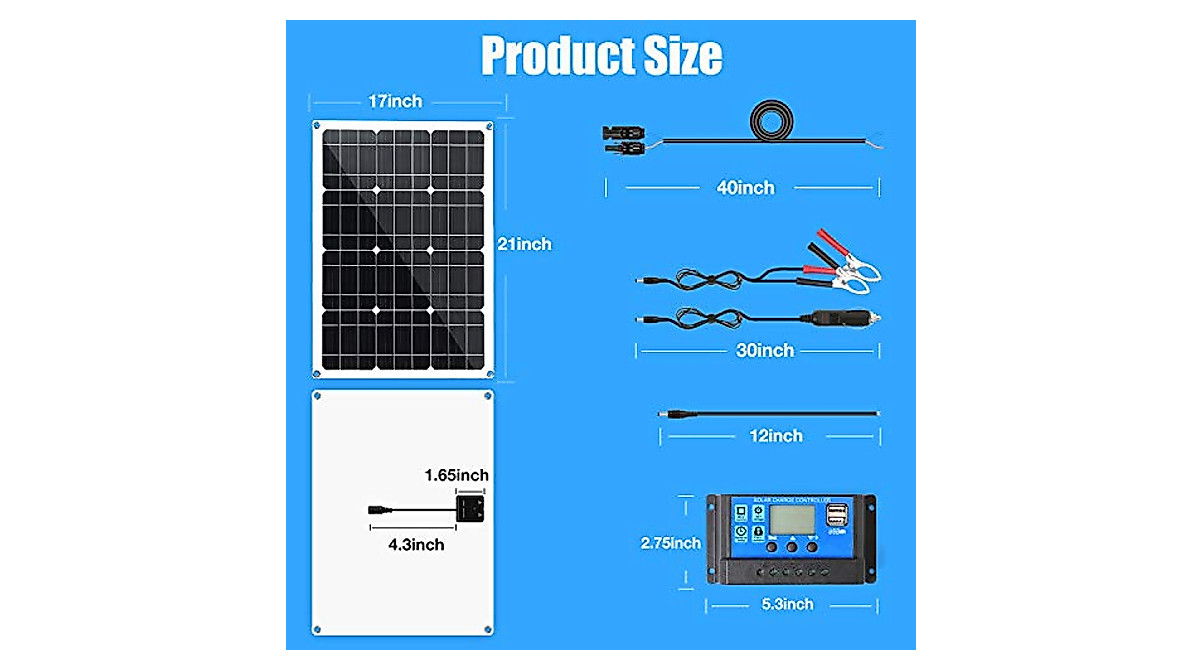 Himino 40W Solar Panel Kit for 12V Batteries and Off-Grid Use