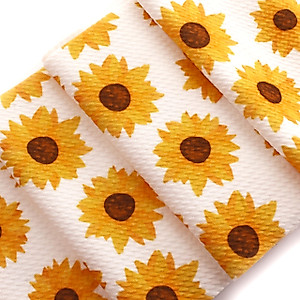 Country Sunflowers Printed Liverpool Bullet Fabric Textured Knit 4 Way Stretch - 6" Strip