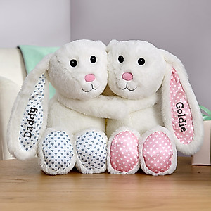 Let's Make Memories Personalized Hugging Plush Bunnies - for Birthday - Easter Bunny - Bunny Stuffed Animal for Kids - for Boy - for Girl