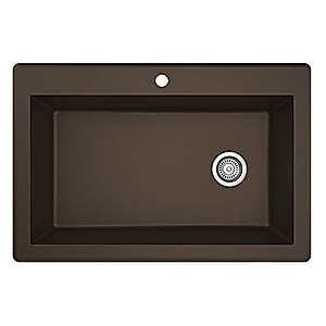 Karran QT-670 Drop-In Quartz Composite 33 in. 1-Hole Single Bowl Kitchen Sink in Brown