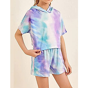 Girls Tie Dye Clothes Outfits Two Piece Set Jogger Suits Sweatsuits Tracksuits Sweatshirts Tops Hoodies Shorts Sets Size 10