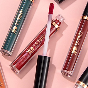 12 Colors Matte to Glitter Liquid Lipstick Set, Diamond Glitter Sparkly Lip Gloss Shimmer 24 Hour Long Lasting Waterproof Halloween Christmas Makeup Gift kit (A)