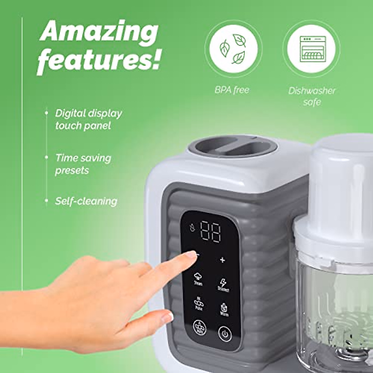 Children of Design 8 in 1 Smart Baby Food Maker & Processor, Steamer, Blender, Cooker, Masher, Puree, Formula & Bottle Warmer Prep System