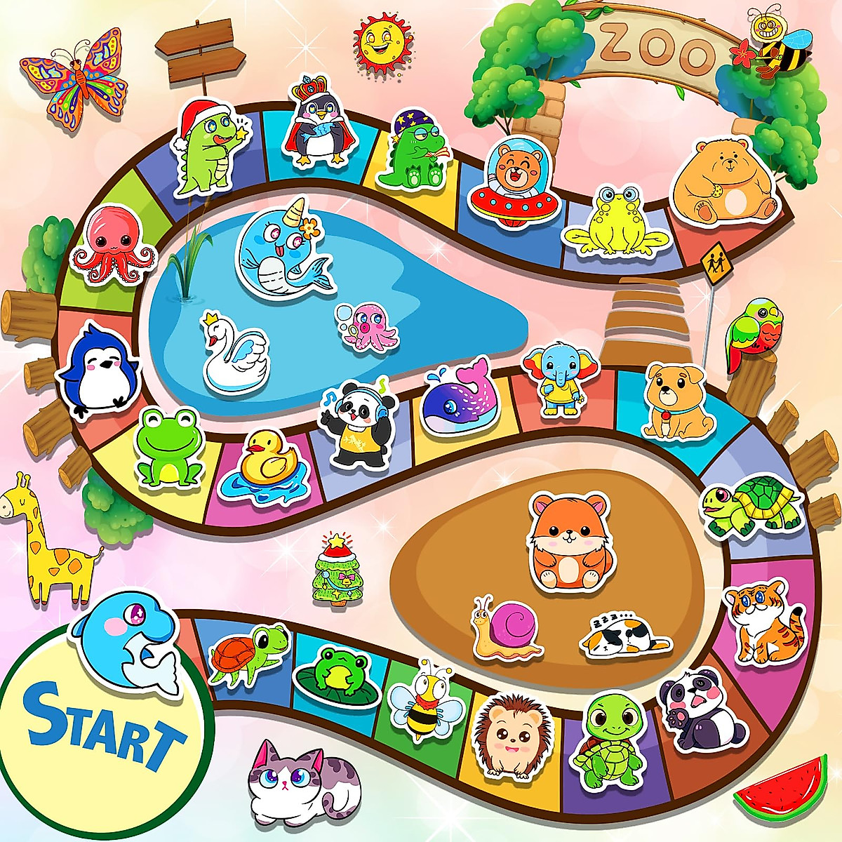 LIFEBE 600Pcs Cute Animal Stickers, Waterproof Vinyl Cute Aesthetic Stickers for Water Bottle, Skateboards and Notebooks, Laptop Stickers for Teens Girls Kids Adults