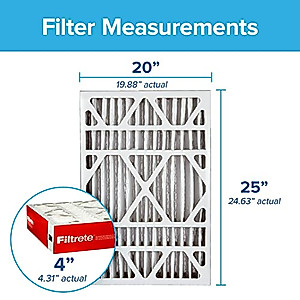 Filtrete 20x25x4 Air Filter, MPR 1000, MERV 11, Allergen Defense 12-Month Deep Pleated 4-Inch Air Filters, 2 Filters