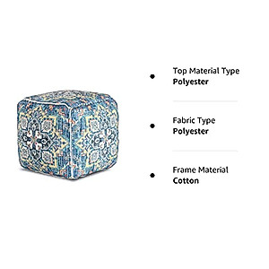 Anji Mountain Square Pouf , 20" x 20" x 20", Blue and Gray