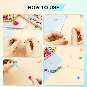 FIVEIZERO 21 Pieces Beading Needles Set, 6 Sizes Seed Beads Needles Big Eye Beading Needles Collapsible Beading Needles Set for Jewelry Making