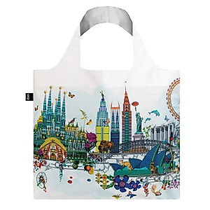 LOQI Kristjana S Williams Interiors Reusable Shopping Bags, (Set of 3), New York, London, Skyline