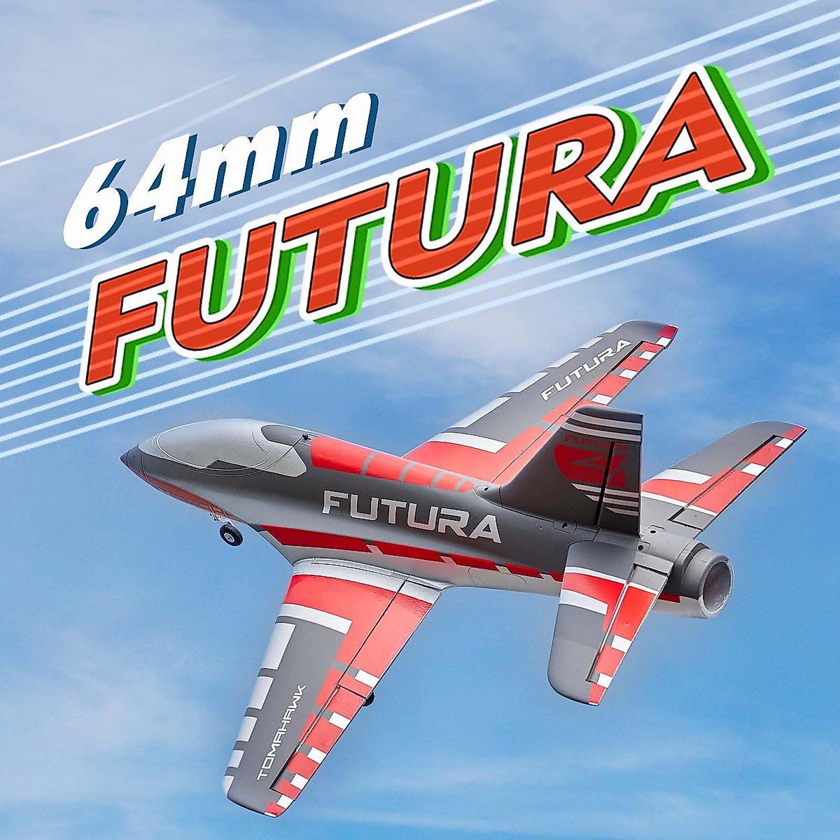 FMS Rc Jets Futura 64MM EDF Sport Jet RED rc Airplanes for Adults for Trainers EDF for Beginners 6 Channel Remote Control Planes PNP(NO Transmitter Batteries and Charger)