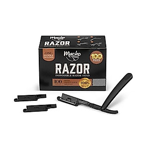 Professional Disposable Straight Razors for Men - Blade Holder with 100 Stainless Steel Razor Blade Heads - Features a Safety Lock & Blade Guard for Barbers, Shaving, and Grooming by Better Barber
