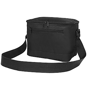 BuyAgain Lunch Bag, 600D Poly Small 6 Can Insulated Reusable Lunch Cooler Bag PEVA Water-resistant Lining for Women Men Adult Work, Black