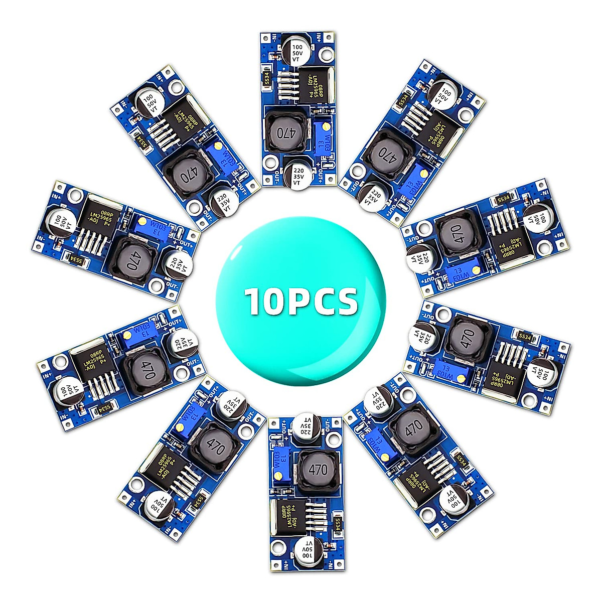 Dafurui 10 Pack LM2596 DC-DC Adjustable Buck Converter 3.0-40V to 1.5-35V Power Supply Step Down Voltage Regulator Module
