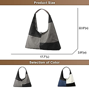 Women's Canvas Hobo Handbag Casual Large Capacity Top-Handle Shopping Bag Tote Shoulder Purse Satchels (Blue)