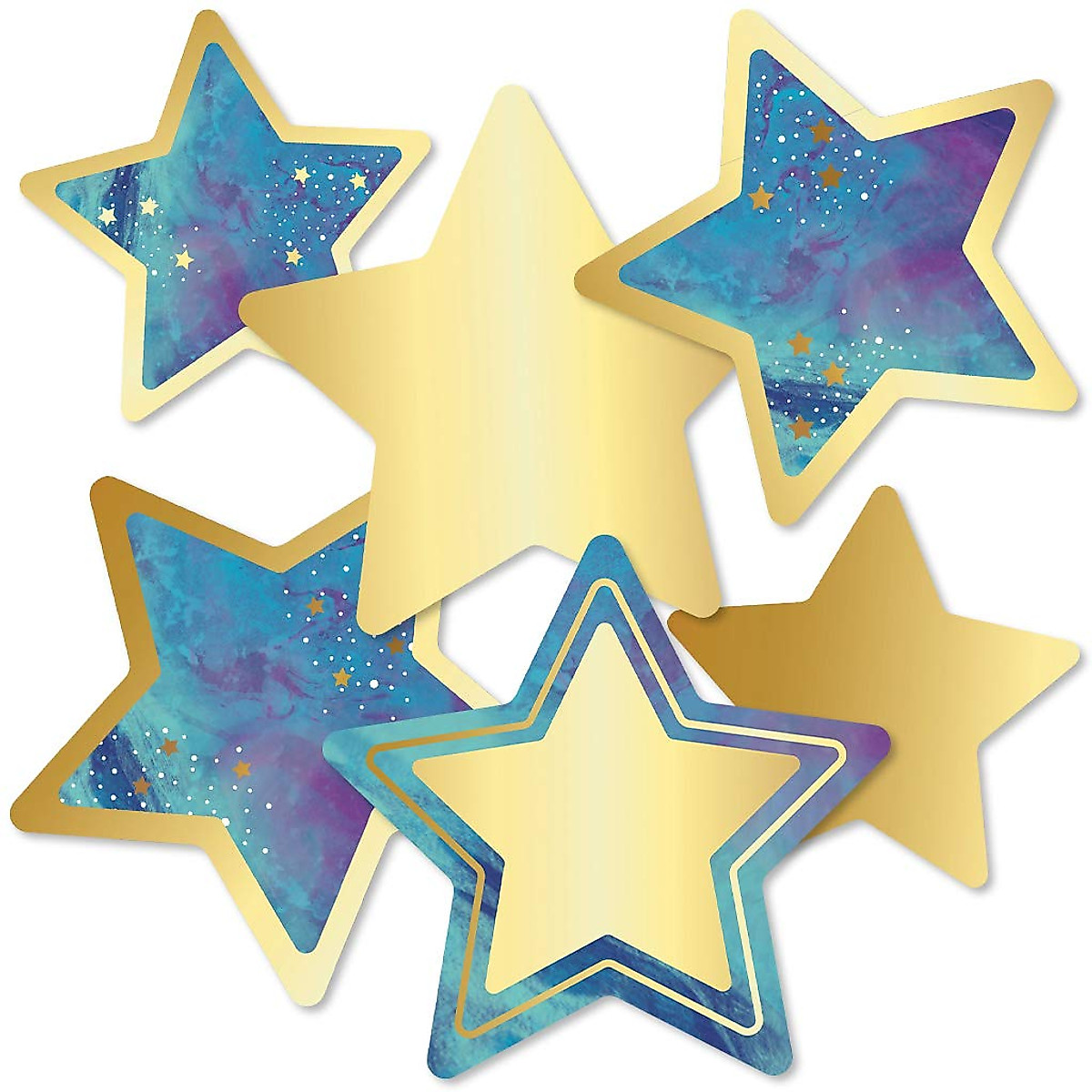 Carson Dellosa Galaxy Stars Cutouts, 36 Marble & Gold Star Cutouts for Bulletin Board and Classroom Décor, Galaxy Décor Classroom Cut-outs, Space Décor Cutouts for Classroom Bulletin Board Decorations