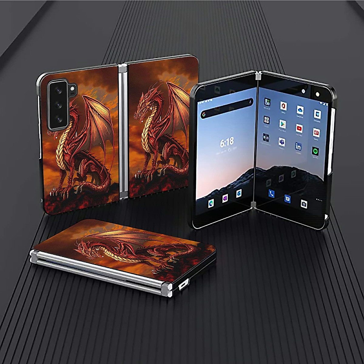 for Microsoft Surface Duo 2 Case for Women Men,AIRWEE Ultra Slim Hard PC Shookproof Fold Case Protective Cover for Microsoft Surface Duo 2 2nd 2021,Dragon Cool