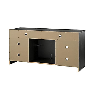 Ameriwood Home Hendrix 55" TV Stand with Electric Fireplace Insert and 6 Shelves, Black Oak, 5.87"D x 47.6"W x 23.27"H