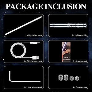 Dueling Light Saber RGB 12 Colors Light Sabers - Metal Hilt Black Series Sabers for Adults Cosplay Party, Birthday Gift, 9 Sound Fonts, FOC, Support Real Heavy Dueling (Gun)