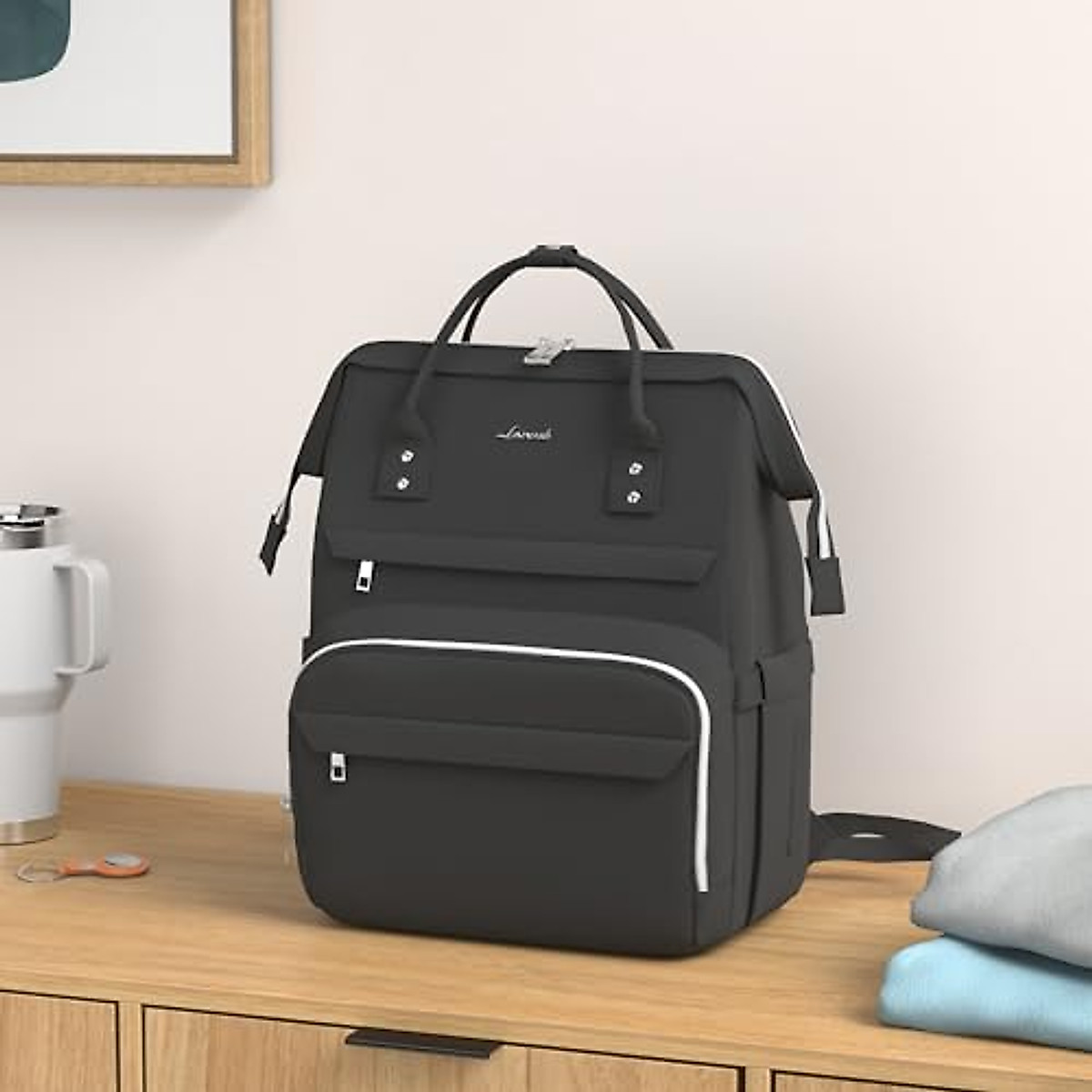 LOVEVOOK Laptop Backpack for Women Travel Backpack College Purse Teacher Back Pack 15.6 Inch Stylish Work Computer Bag with Pen Case, Black