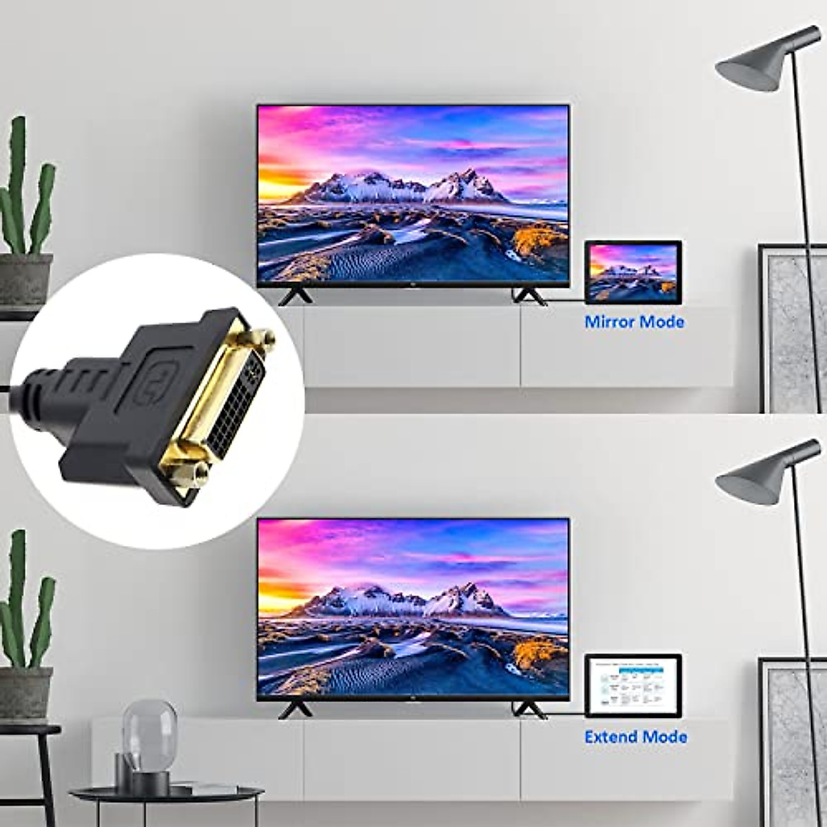 SING F LTD 2Pcs HDMI Male to DVI(24+5) Female Cable Bi-Directional HDMI to DVI Cable HDMI DVI-I Adapter Accessories for HDTV Monitor Projector