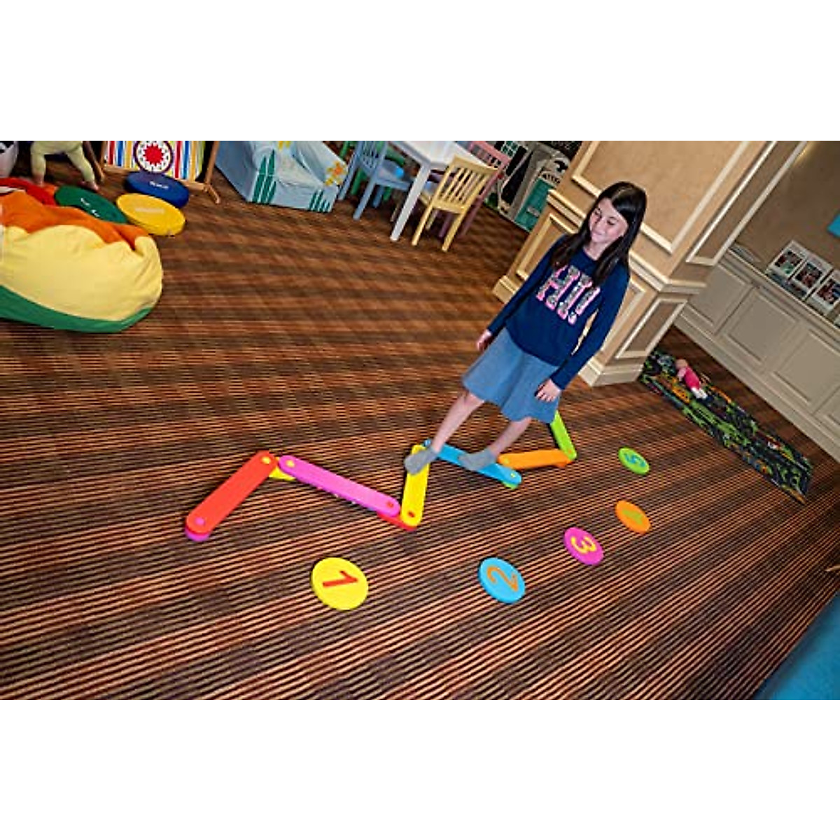 Wood Balance Beam Set for Children - Montessori Toddler Obstacle Path with Stepping Stones