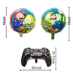 Mario Brothers Foil Balloons Mario Birthday Party Supplies 3rd Mario Party Decorations for Kids Birthday (Mario 3rd Birthday)
