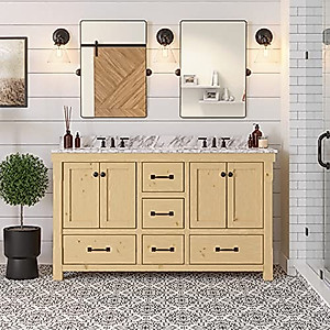 Kitchen Bath Collection Tuscany 60-inch Double Bathroom Vanity (Carrara/Driftwood): Includes Driftwood Cabinet with Authentic Italian Carrara Marble Countertop and White Ceramic Sink