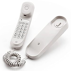 Landline Phone for Home, Corded Phone, Mini Phone, Use HD Call IC Chip, Used in Hotel, Office, Bank Call Center (White)